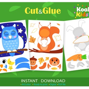 Cut and Paste Printable Activity for Kids Forest Animals Vol.1 + BONUS ...