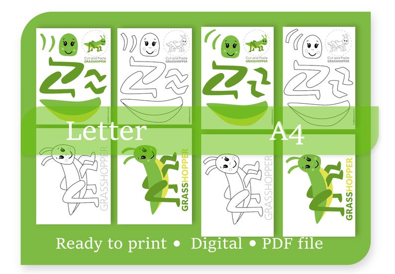 Build a Grasshopper Cut Out and Paste | Paper Insects Bugs Template ...