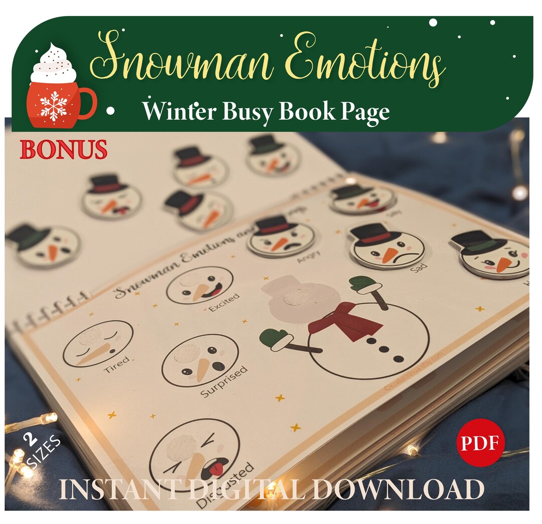 Snowman Emotions Matching Printable Game | Winter Christmas Busy Book ...