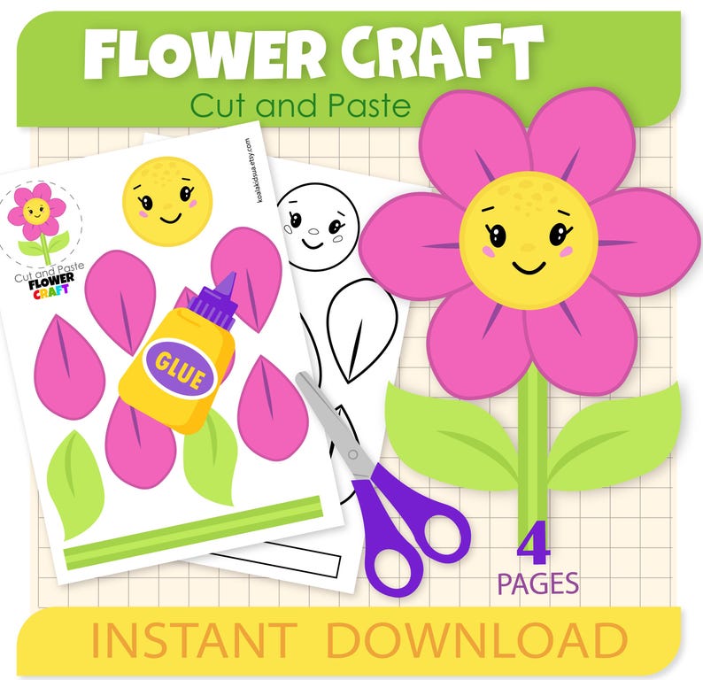Build a Flower | Cut Out Color and Paste Glue | Summer Garden ...