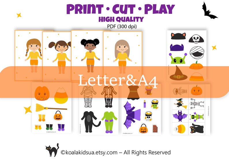Halloween Paper Dolls Dress up | Printable Costumes Activity (PDF) - Etsy