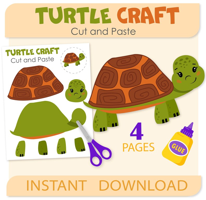 Land Turtle Craft for Kids Pets Activities Cut & Paste Printable Pdf ...