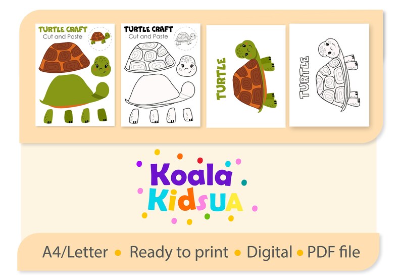 Land Turtle Craft for Kids | Pets Activities | Cut & Paste | Printable ...