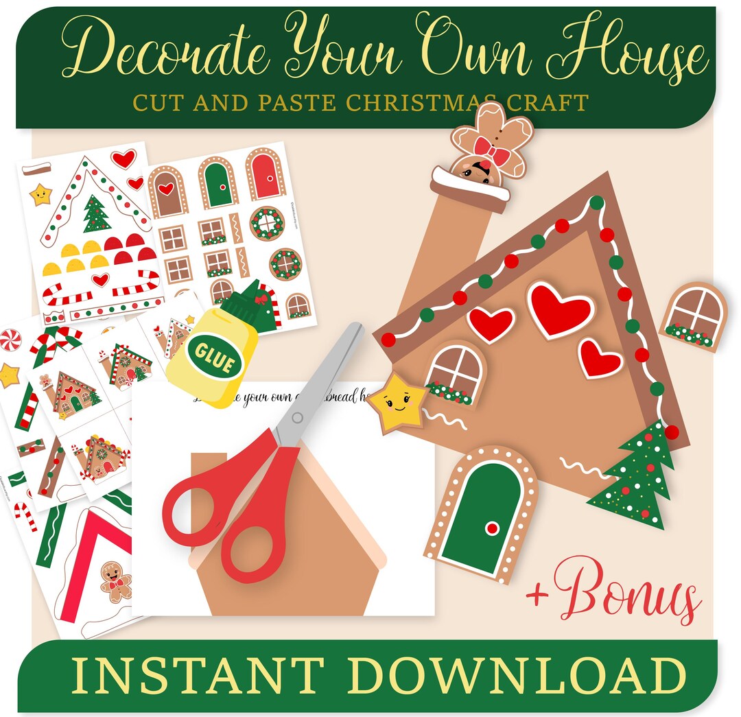 Gingerbread House Craft | Cut and Paste Christmas Activity (digital ...