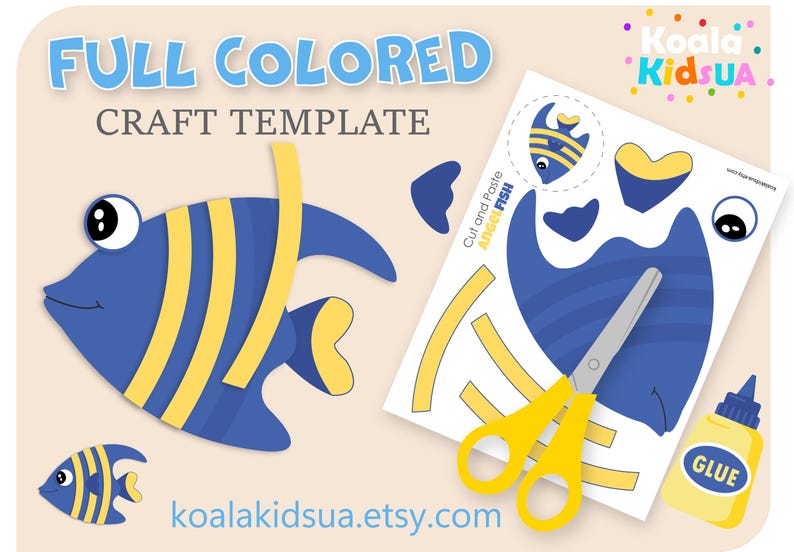 Angelfish Craft Template: Printable Paper Ocean Activity (color & Cut ...