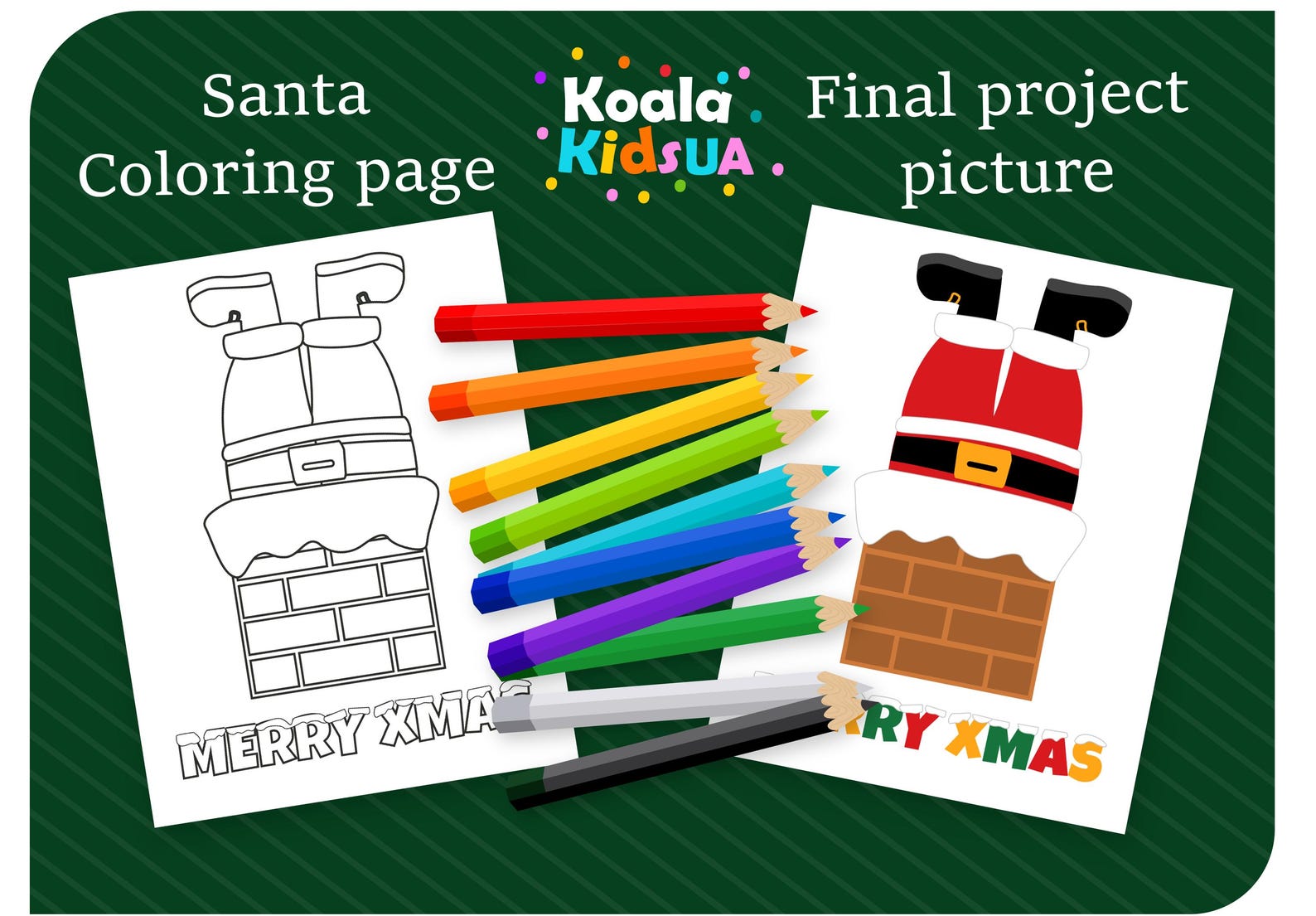 Santa in Chimney | Cut Out & Glue | Printable Coloring Page | Christmas ...