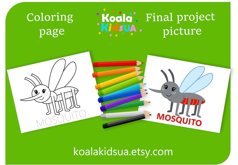 Mosquito Cut & Paste Craft: Insect Coloring Page, Kids Activity ...
