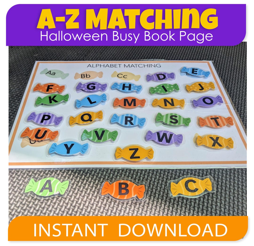 Halloween Alphabet Matching Game: Candy Letters A-Z (printable PDF ...
