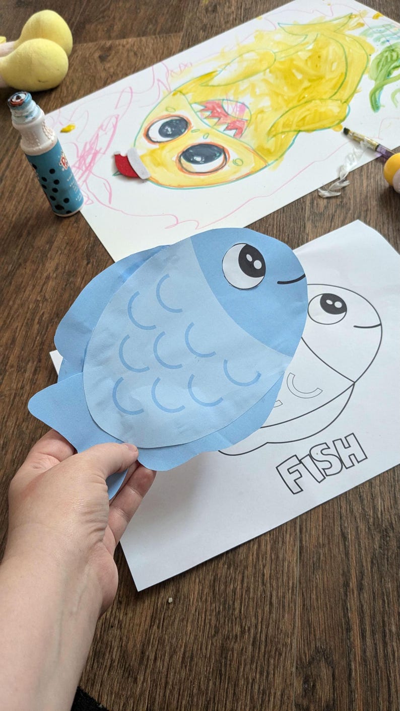 Fish Craft: Cut and Paste Paper Ocean Template (digital Download) - Etsy