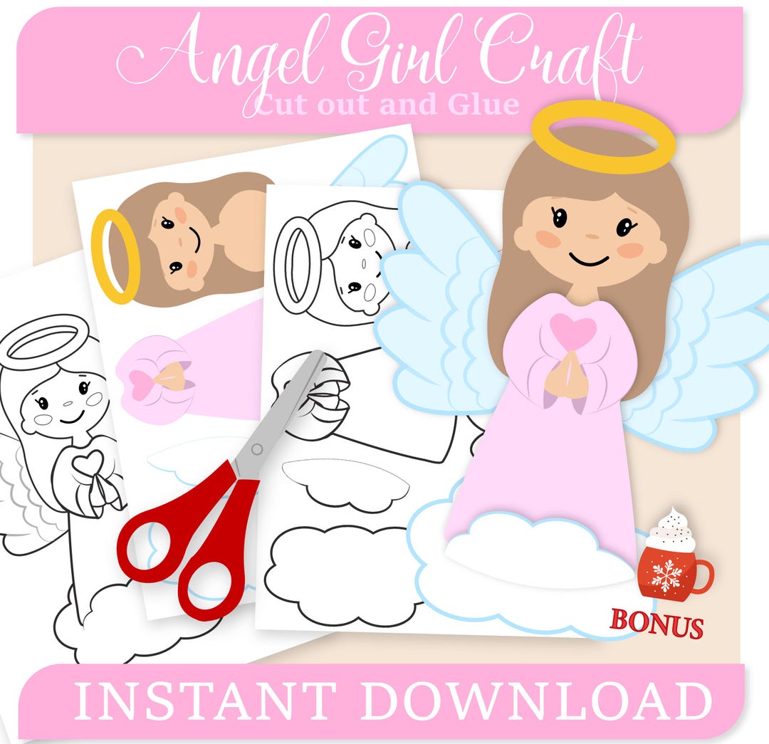 Angel Girl Cut and Paste Craft | Christmas Activity (digital Printable ...