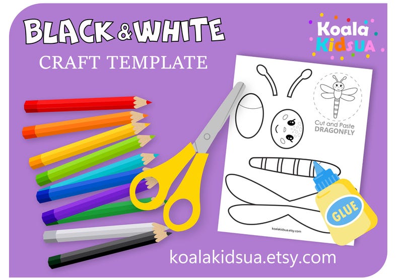 Dragonfly Cut Out & Paste Craft Printable | Paper Insect Template ...