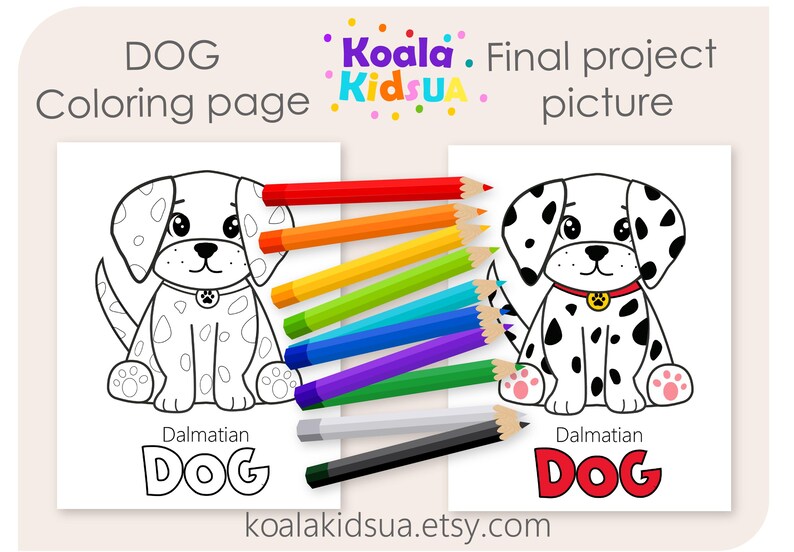 Dalmatian Puppy Craft: Cut & Paste Activity, Dog Coloring Page (PDF ...