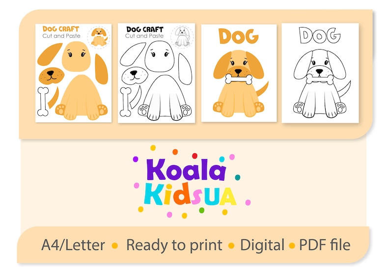 Puppy Paper Craft: Cut, Paste & Color - Kids' Activity (digital ...