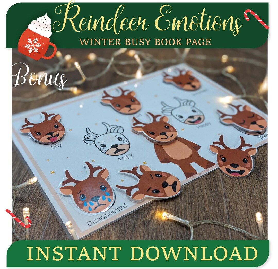 Juego de memoria de emociones del reno / Página de actividades ...
