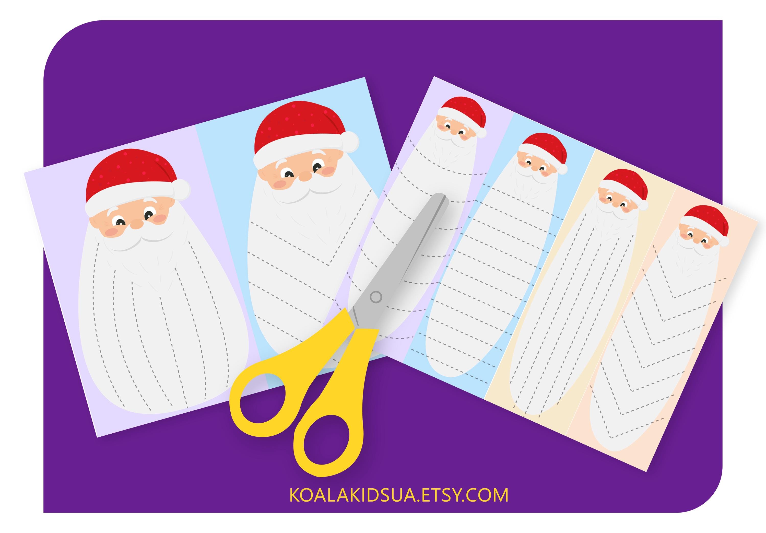 Worksheets Winter Printable for Kids. Cutting Santas Beard. Count Feed ...