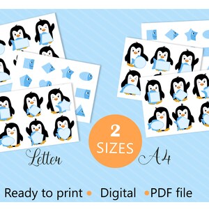 Penguin Shapes Matching Game: Winter Preschool Printable (digital ...