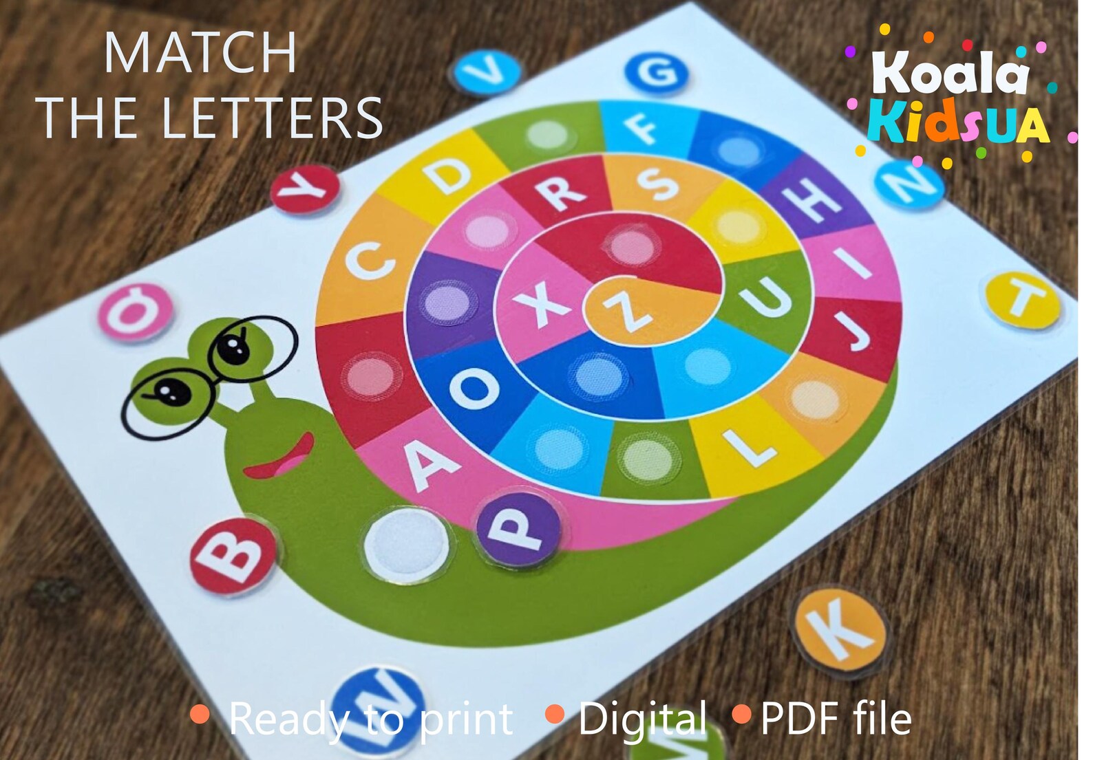 Alphabet Matching Rainbow Summer Snail Velcro Busy Book Printable ...
