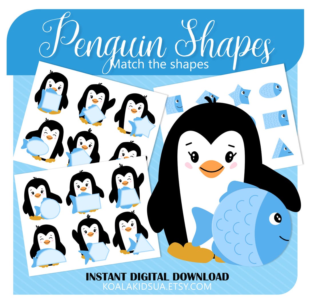 Feed the Penguins Fish | 2D Shapes Matching | Activity Winter Busy Book ...