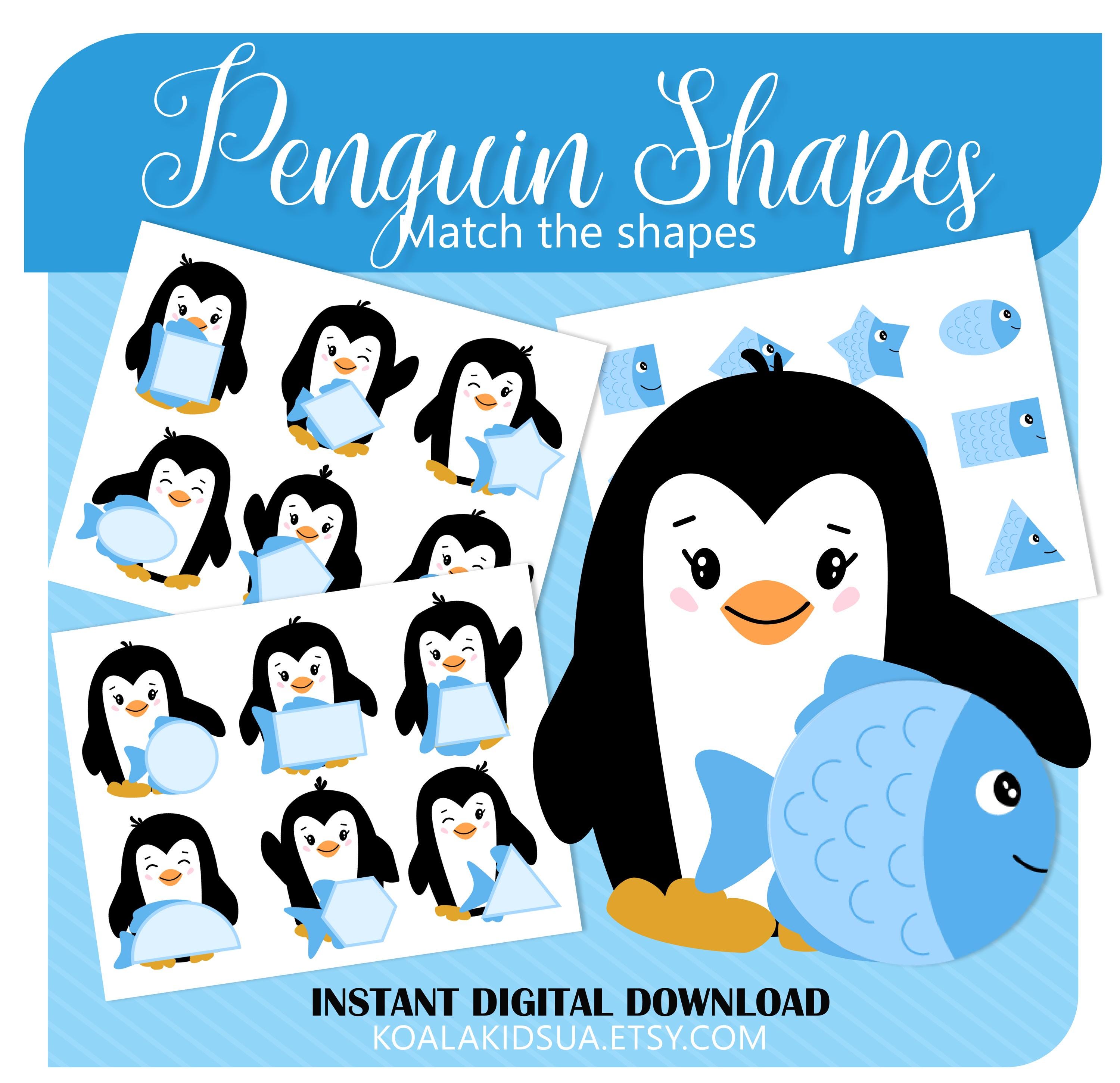 Feed the Penguins Fish | 2D Shapes Matching | Activity Winter Busy Book ...