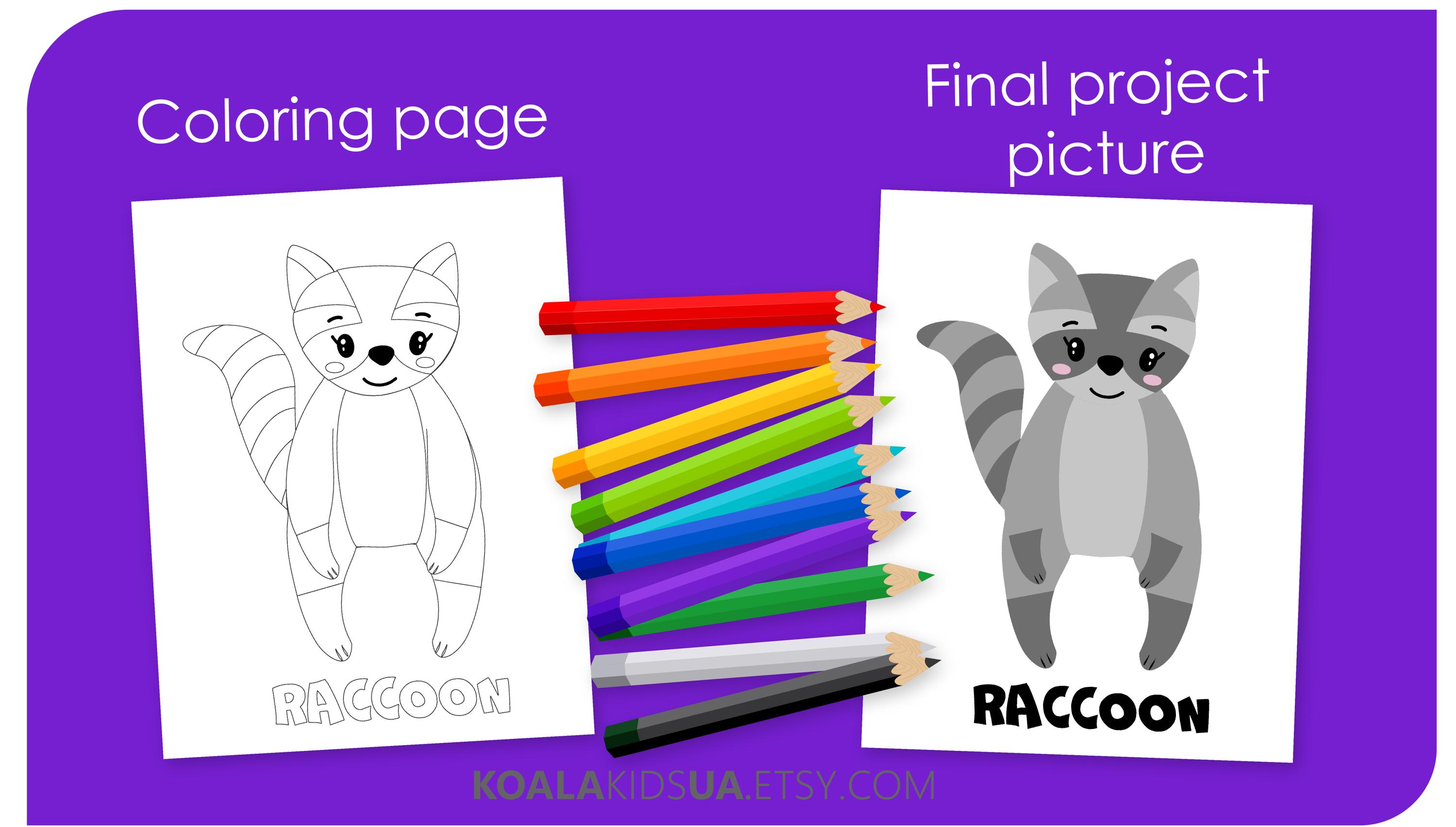 Raccoon Paper Craft: Cut, Paste & Color Activity (digital Download) - Etsy