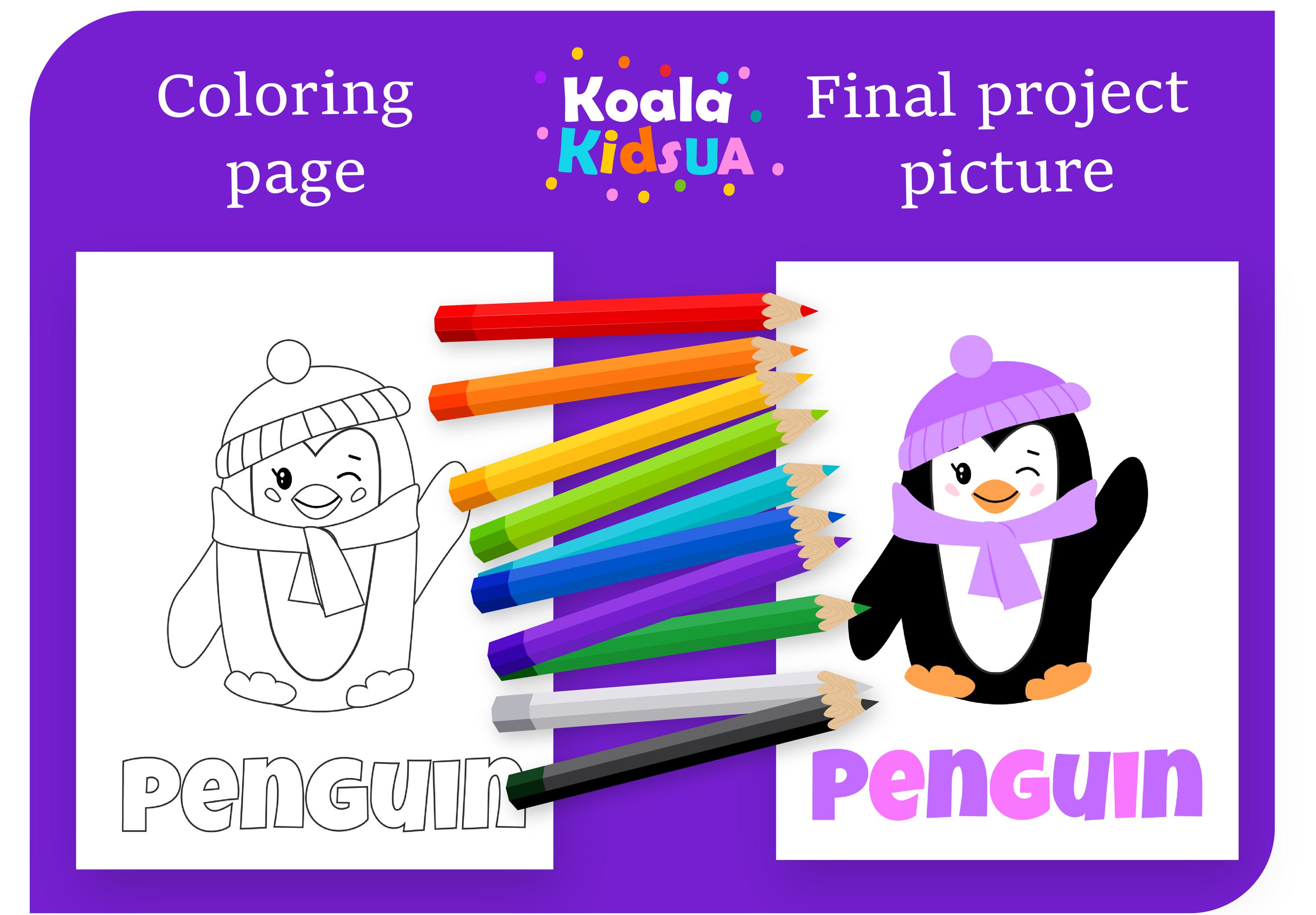 Penguin Cut and Glue | Paper Template Craft | Coloring Page | Printable ...