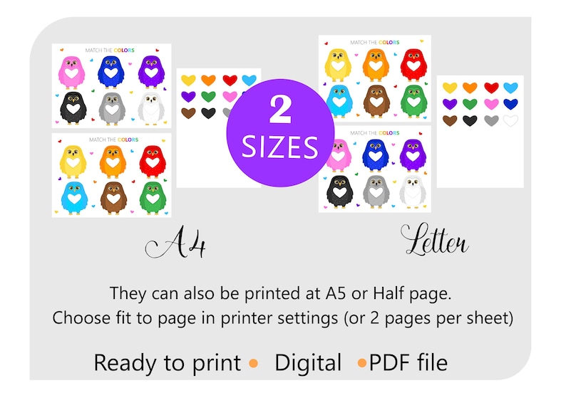 Owl Color Matching Game: Montessori Toddler Printable (digital Download ...