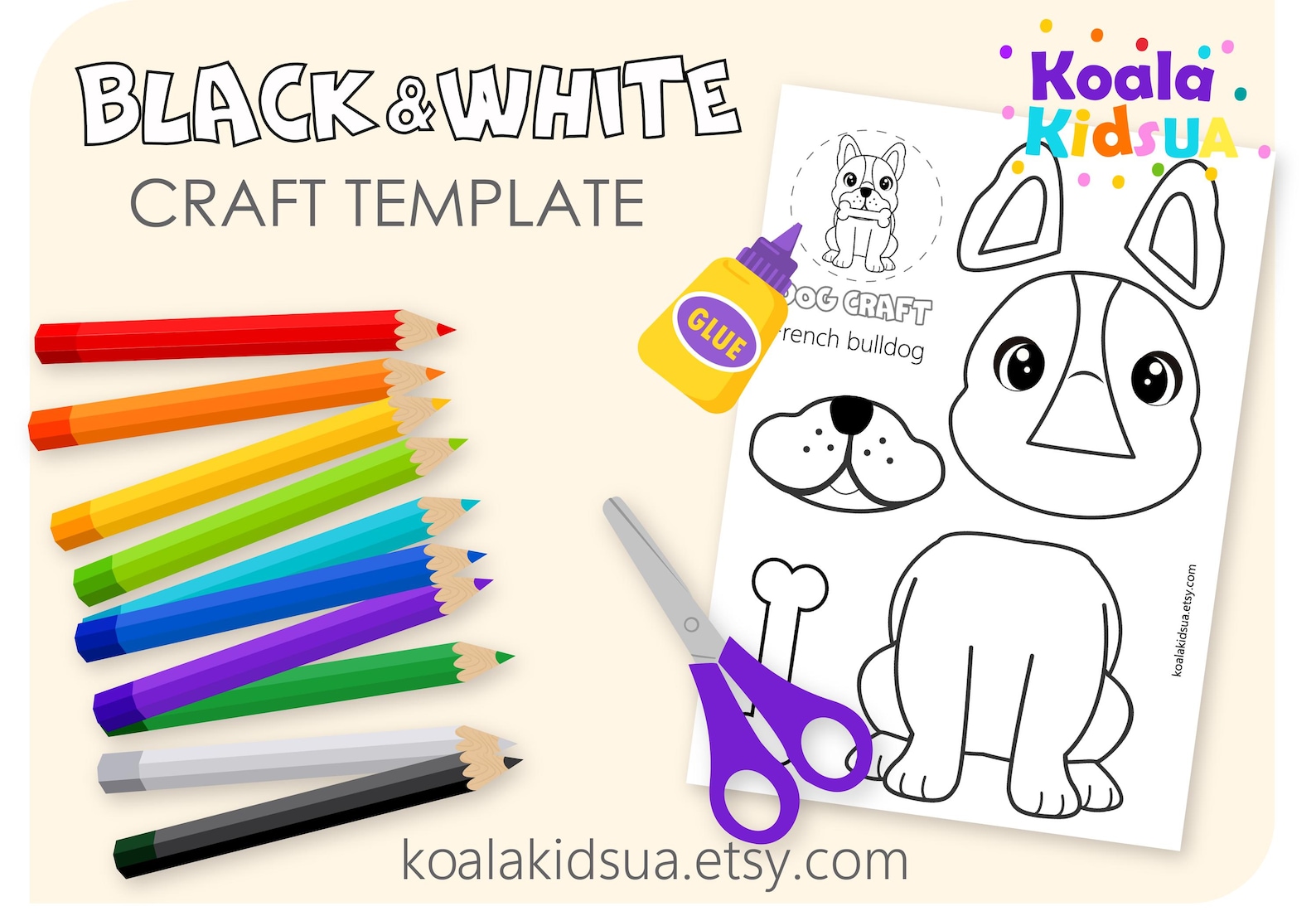 Dog Craft for Kids | French Bulldog | Pets Activities | Cut & Paste ...