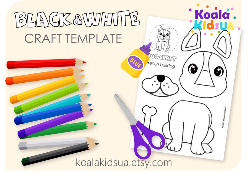 Dog Craft for Kids | French Bulldog | Pets Activities | Cut & Paste ...