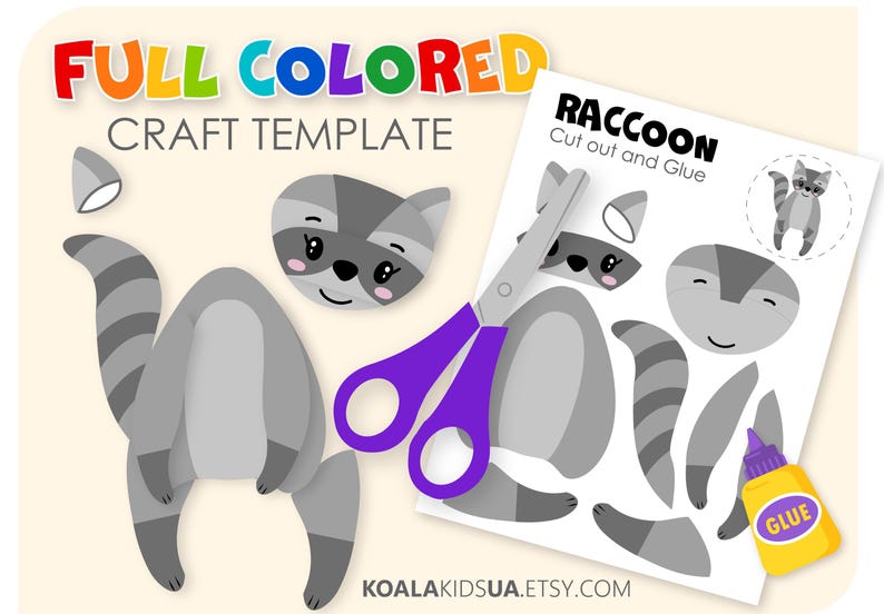 Build a Raccoon| Paper Craft for Kids | Zoo Forest Activities | Cut Out ...