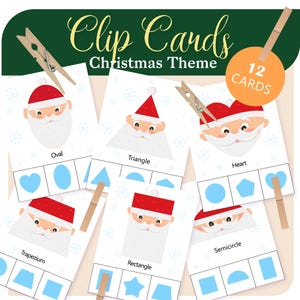Santa Claus Shape Matching Clip Cards: Christmas Toddler Activity ...
