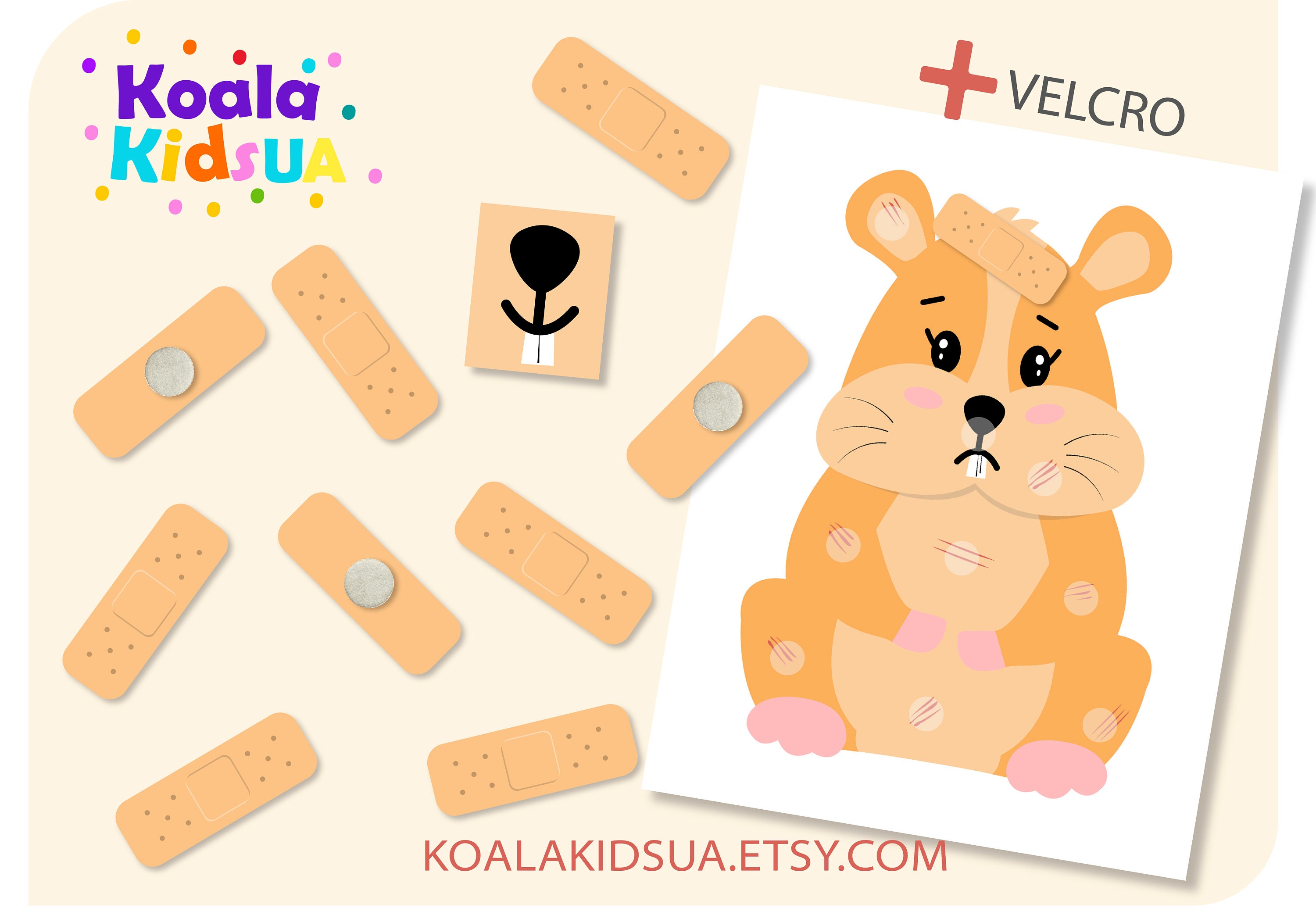 Band-aid Animal Treat Cut & Paste Activity: Toddler Quiet Book (digital ...