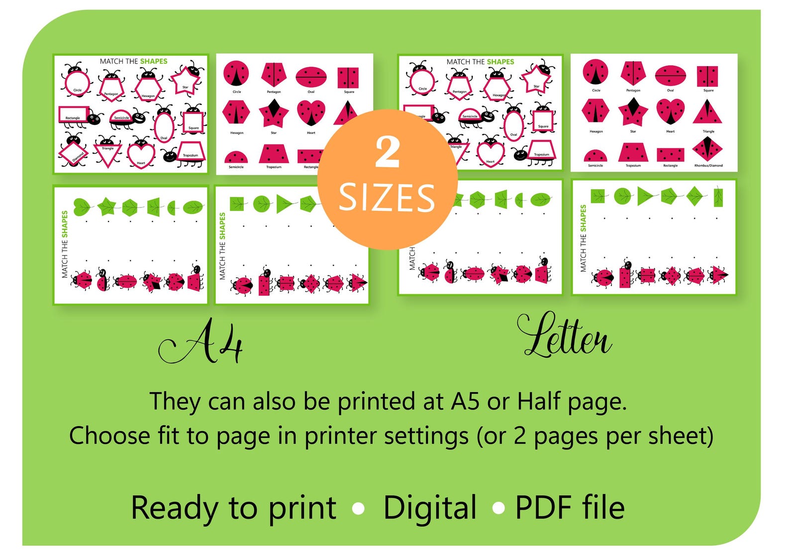 Ladybug 2D Match the Shapes | Spring Busy Book Page | File Folder Games ...
