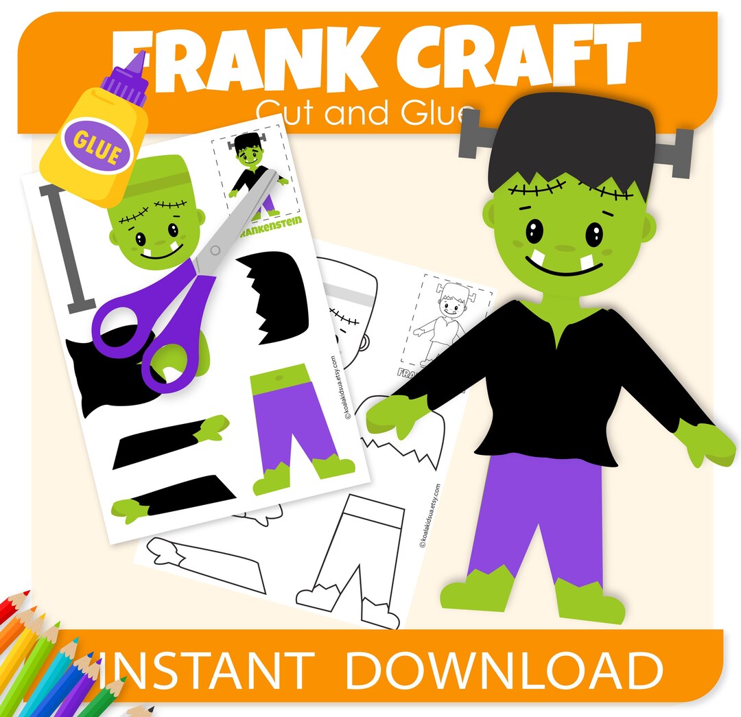 Frankenstein Paper Craft Template: Halloween Kids Activity (digital ...