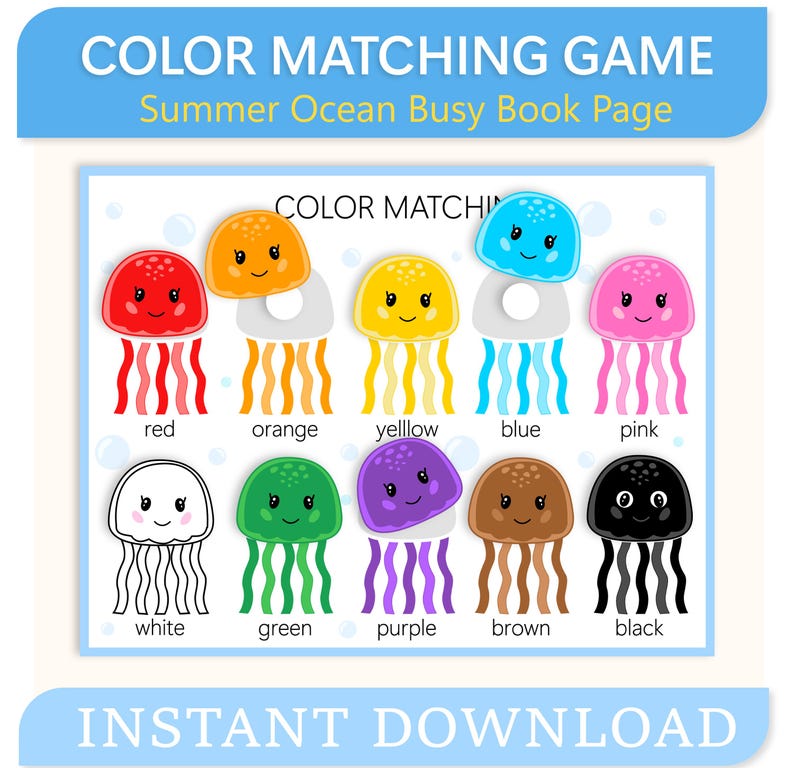 Matching Color | Colored Jellyfish | Sorting KIDS Toddler Game | Summer ...