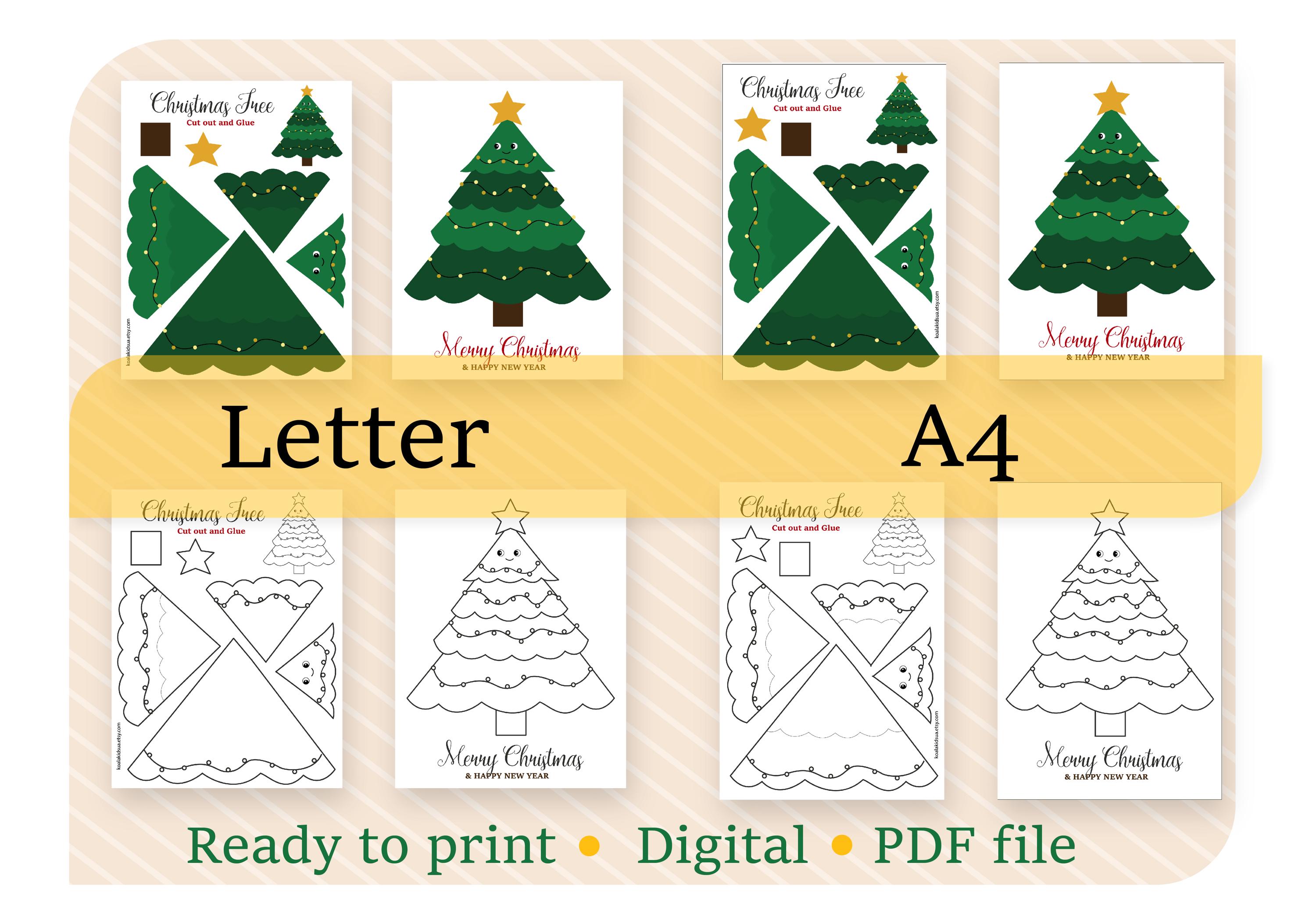 Christmas Tree Cut Out & Glue | Printable Craft Template | Winter ...