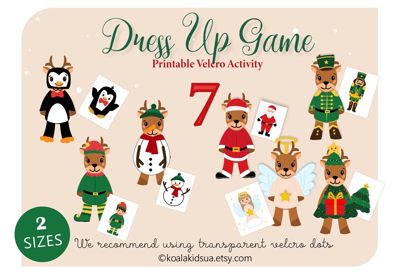Christmas Reindeer Dress up Craft | 7 Outfits, Coloring Pages (PDF) - Etsy