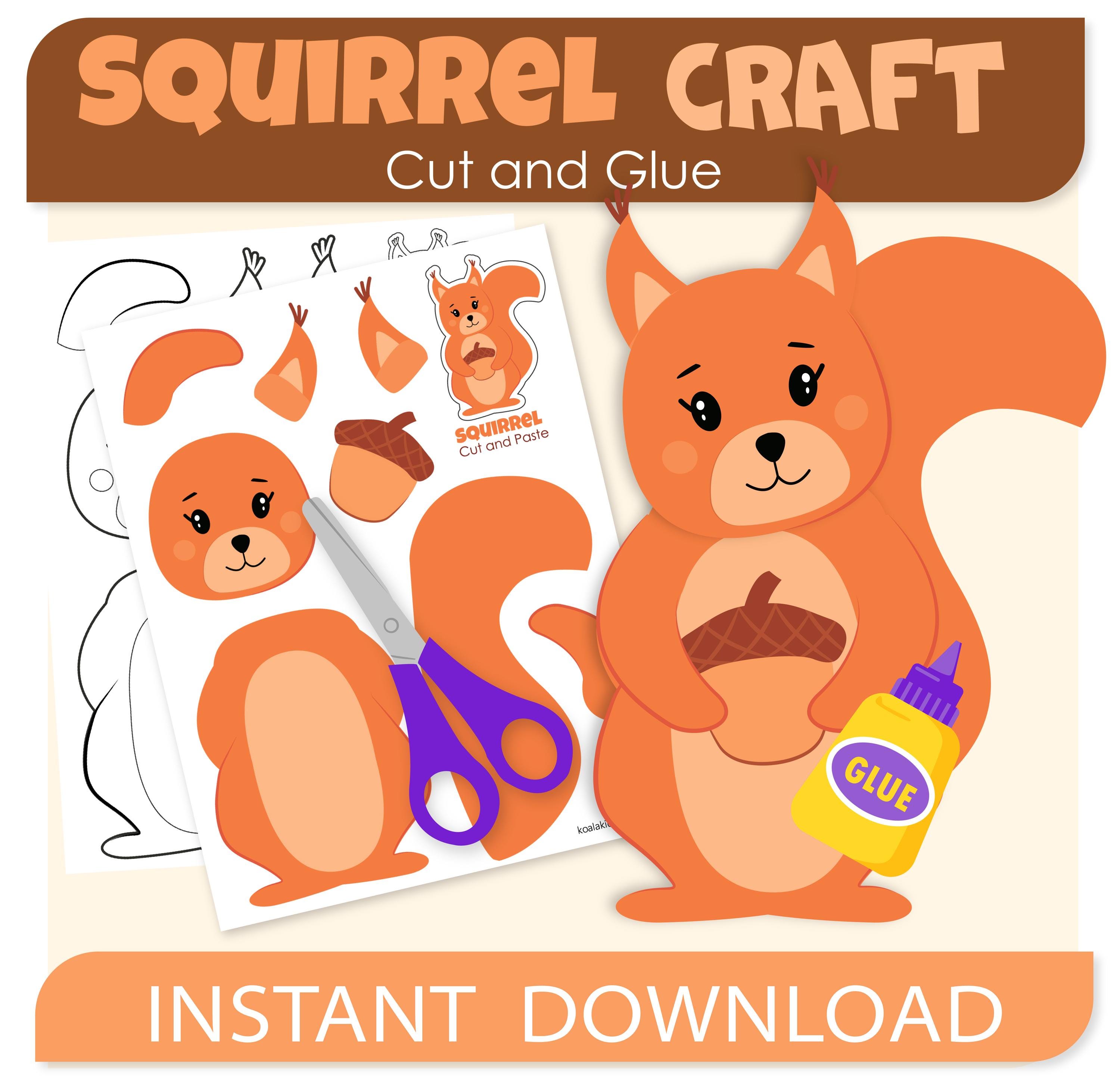Squirrel Paper Craft: Cut, Paste & Color - Kids' Autumn Activity (PDF ...