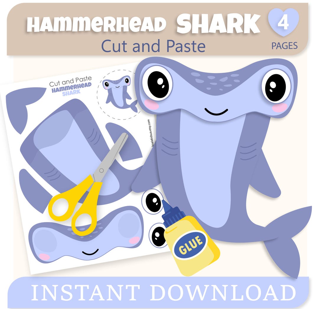 Hammerhead Shark Paper Craft: Printable Ocean Animal Template (PDF ...