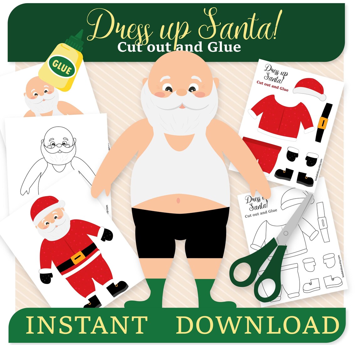 Dress up Santa Claus | Cut Out & Glue | Paper Doll| Printable Christmas ...