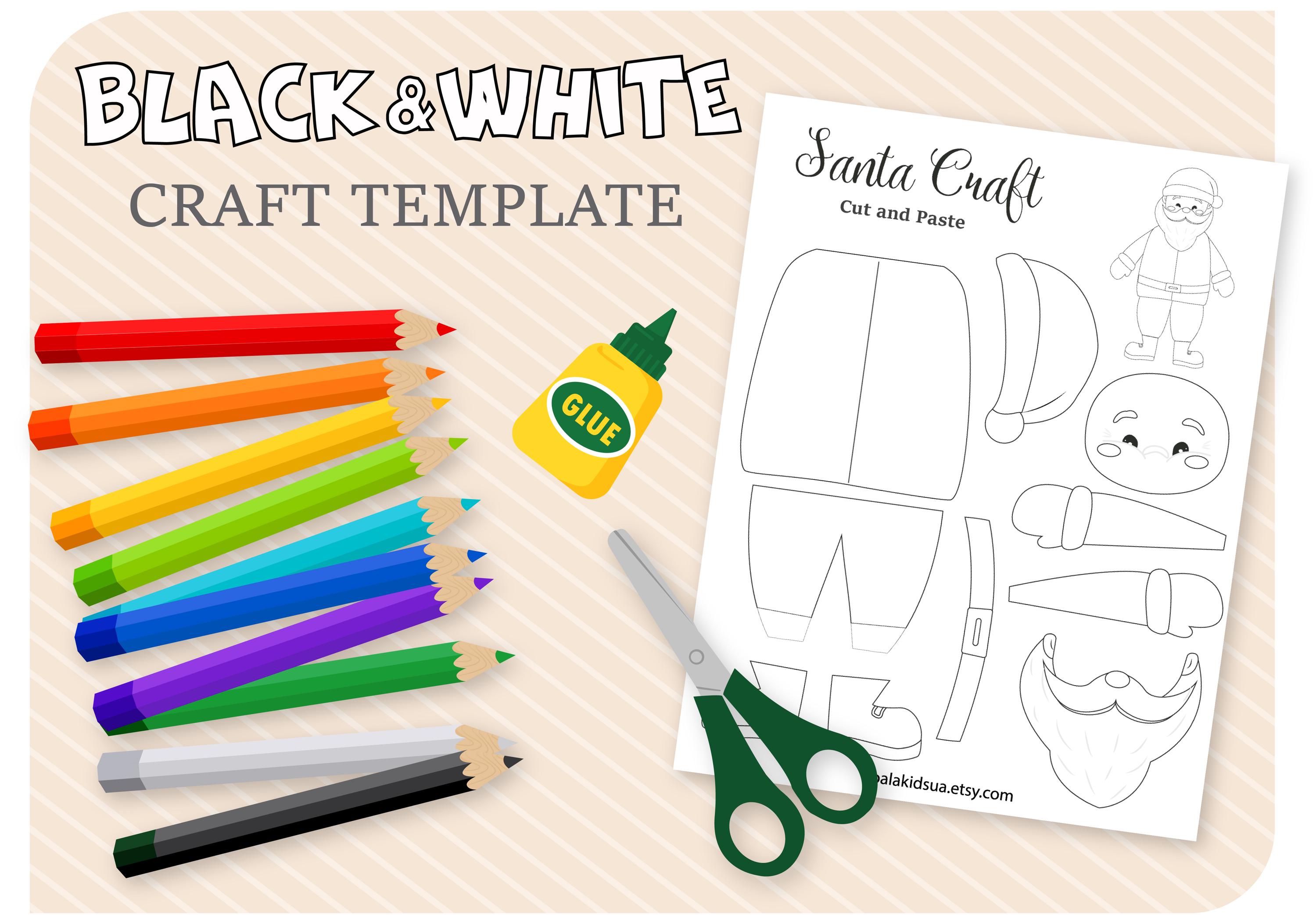 Santa Claus Paper Craft: Cut, Glue & Color (printable) - Etsy