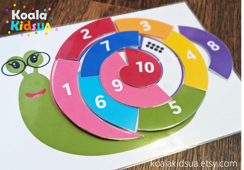 Counting 1–10 | Snail Rainbow Colors Matching | Busy Book Printable ...