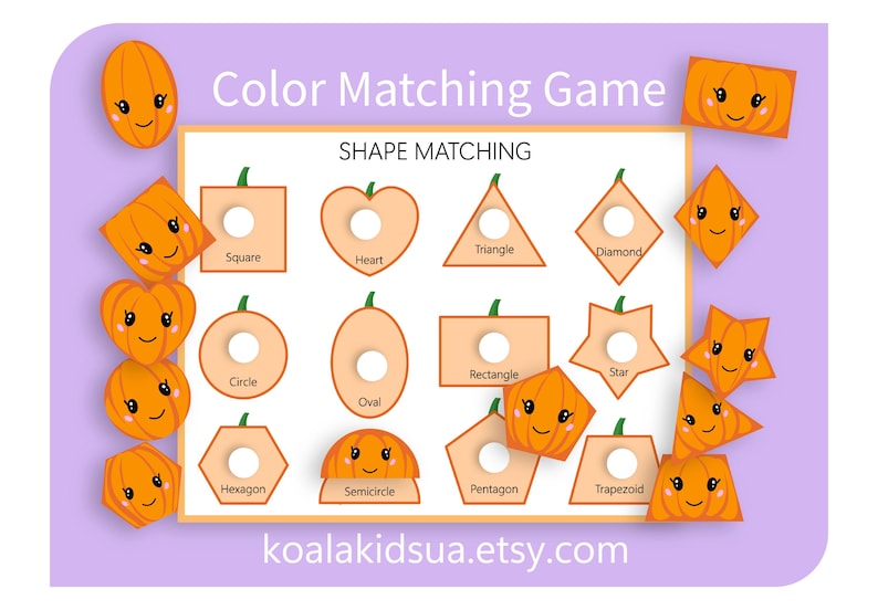 Pumpkin Shapes Matching Game: Montessori Autumn Activity (PDF Download ...
