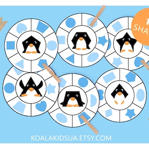Clip Cards Circles 2d Matching Shapes | Penguins Clothespin Sorting ...