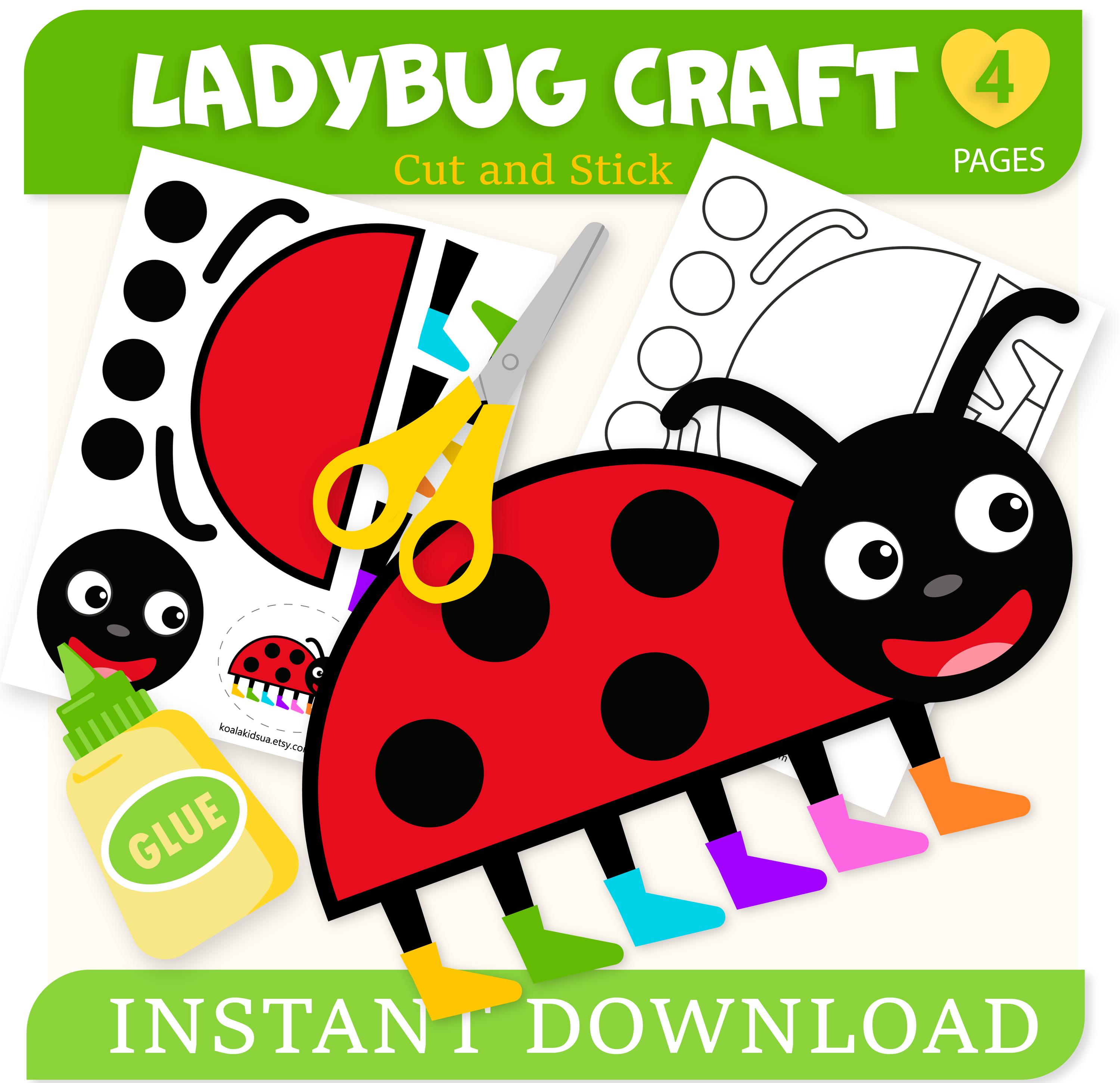 Ladybug Craft Printable: Cut, Paste & Color Activity (digital Download ...
