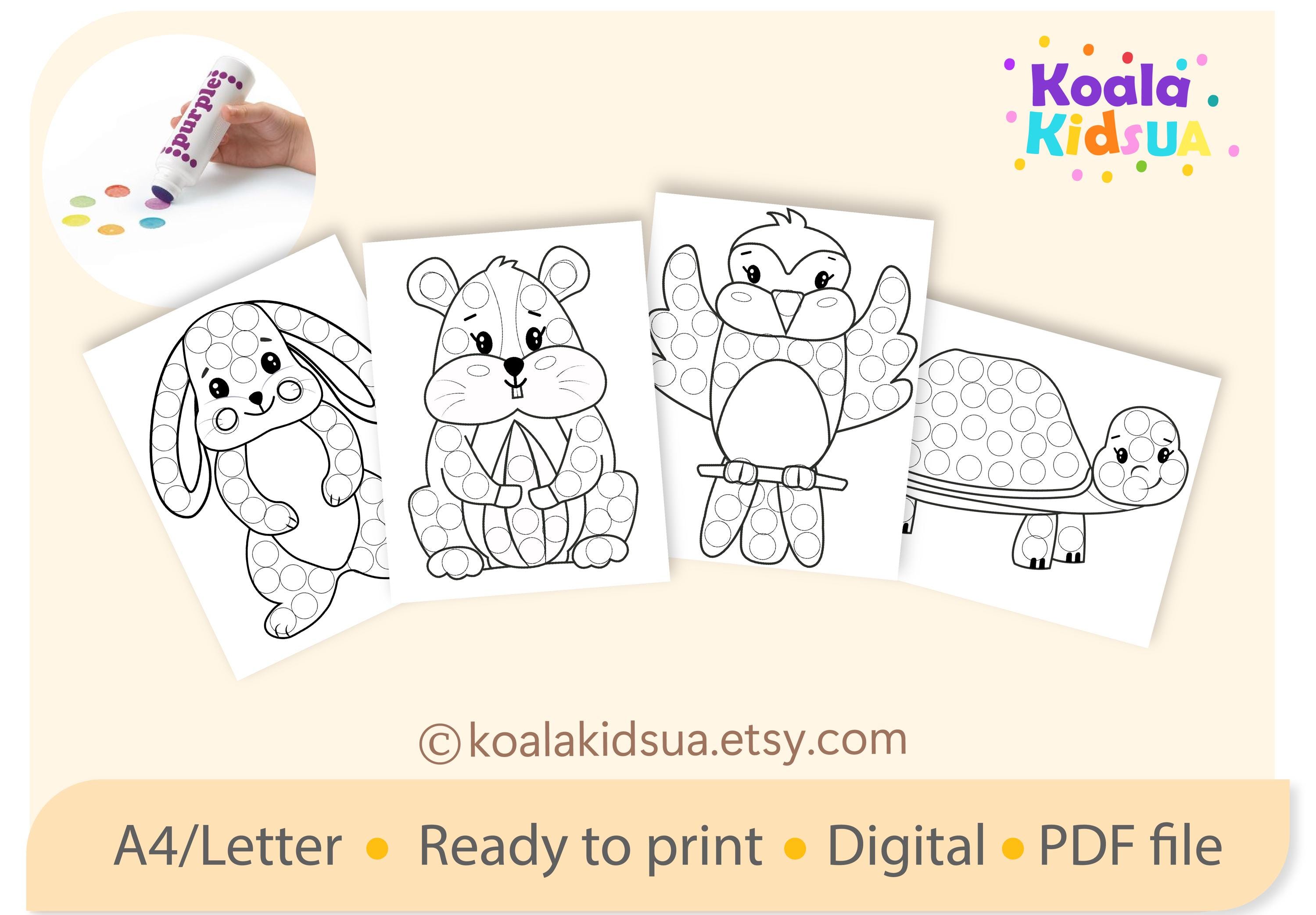 Pet Dot Marker Coloring Pages: Toddler & Preschool Printable Worksheets ...