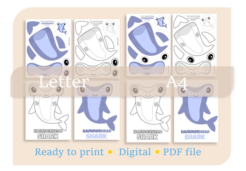 Hammerhead Shark Paper Craft: Printable Ocean Animal Template (PDF ...