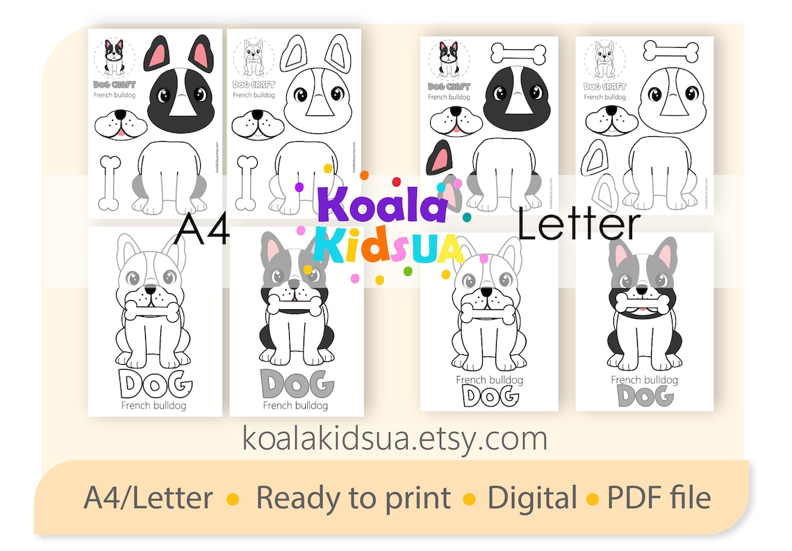 Dog Craft for Kids | French Bulldog | Pets Activities | Cut & Paste ...