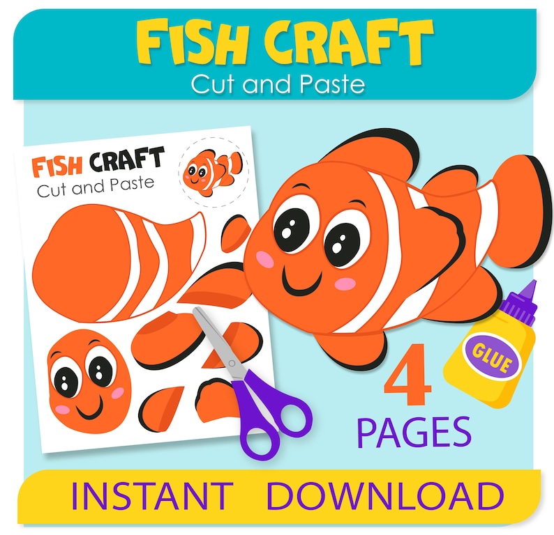 Clown Fish Craft for Kids | Make a Pets Activities | Cut & Paste ...