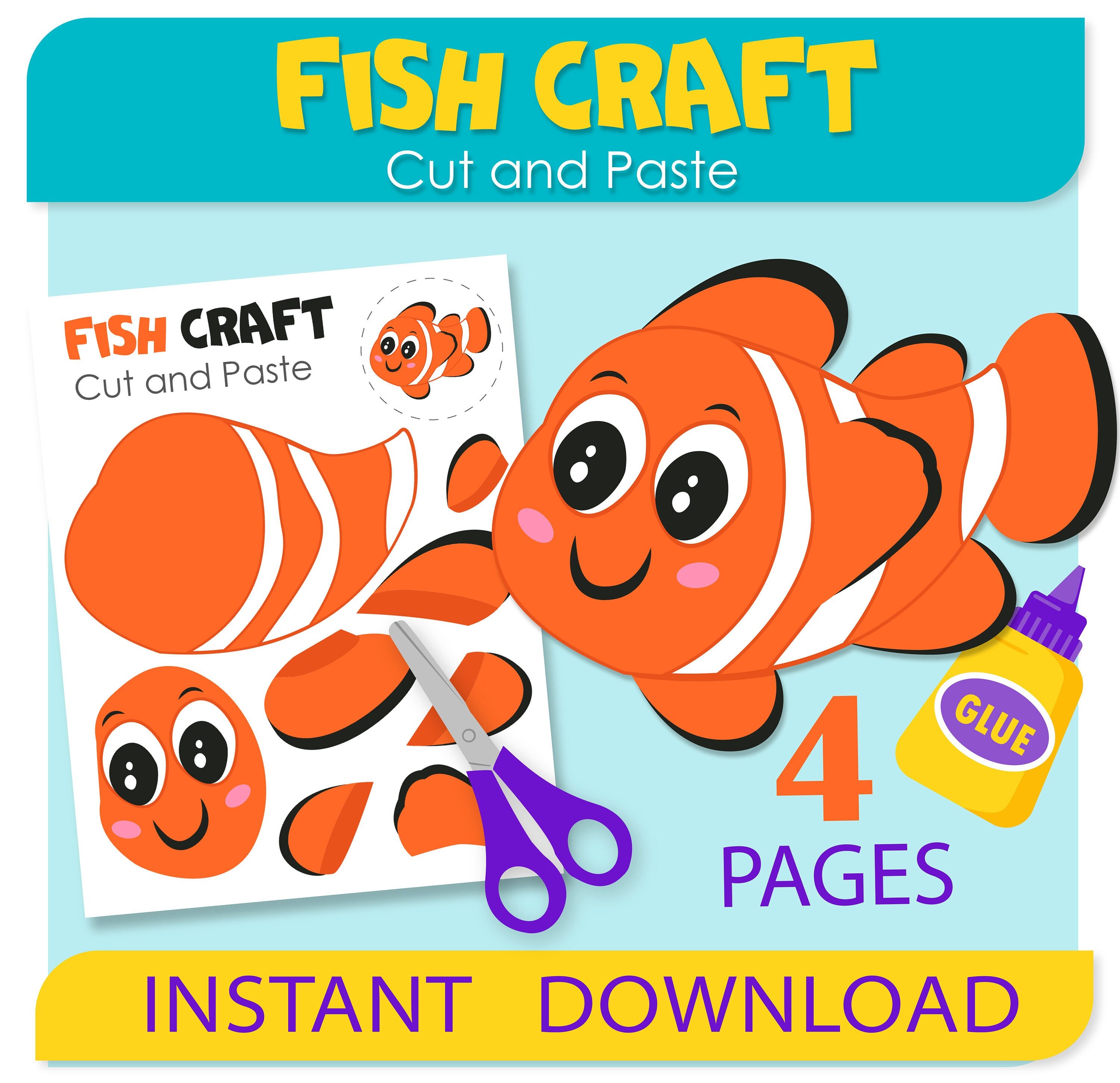 Clown Fish Craft for Kids | Make a Pets Activities | Cut & Paste ...