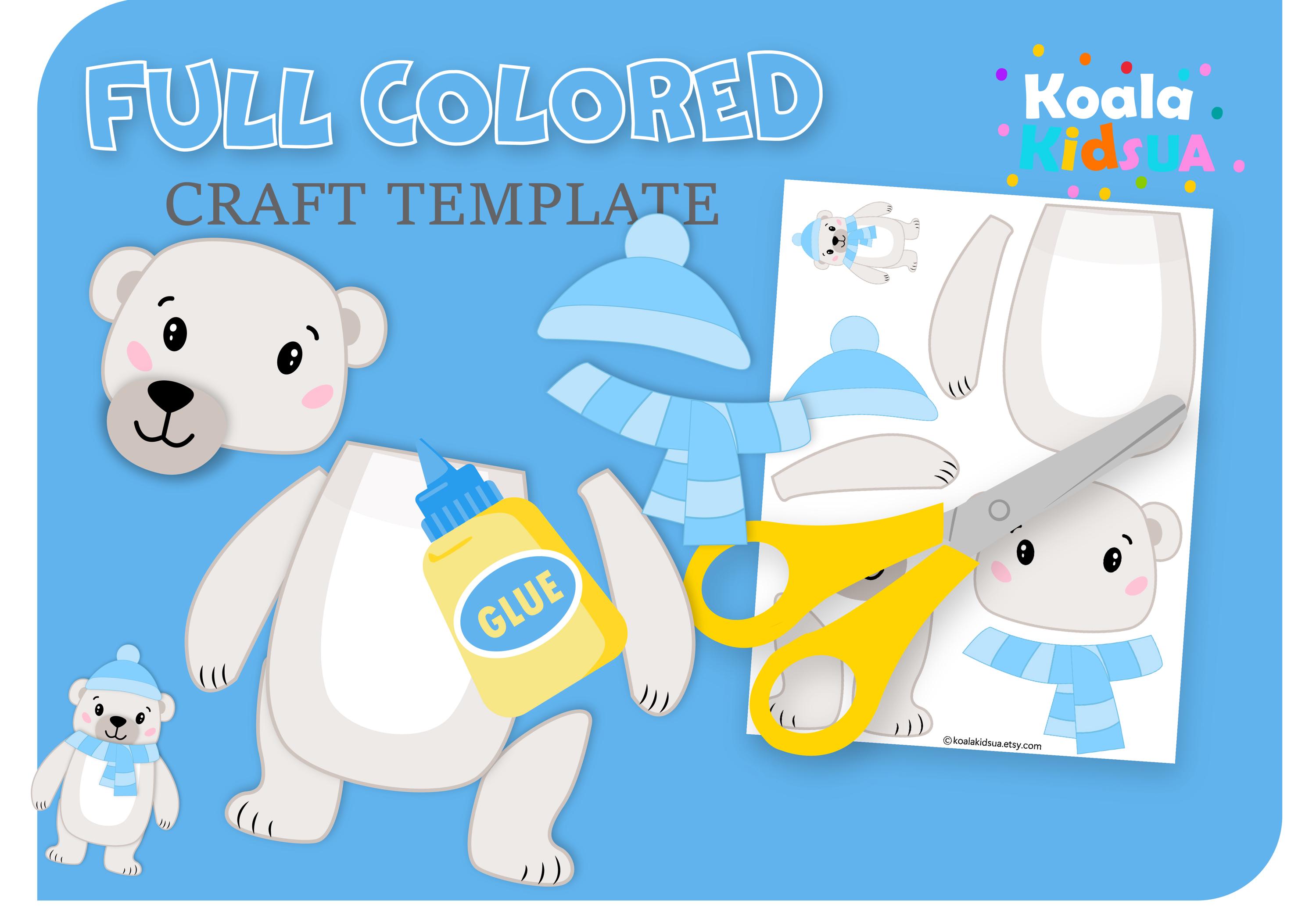 Polar Bear Craft Template – Winter Cut and Paste Activity (digital ...